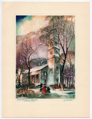 Al Mettel, Old St John's Church, Richmond, Virginia, Lithograph, Brown ...