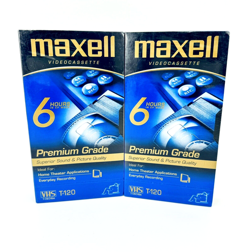 x2 Maxwell Blank Tapes VHS T-120VCR Video Cassette Standard Grade 6 ...