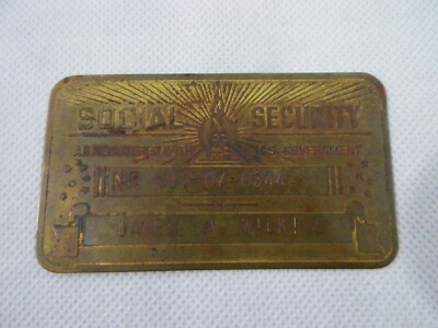 Old Vintage Brass Social Security Card James A. Wilkins | eBay