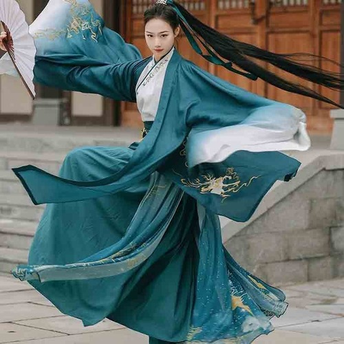Gradient Green Hanfu Men Women Chinese Traditional Stage Carnival Cos ...