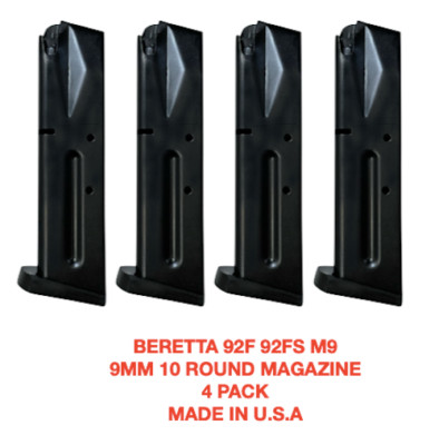 Beretta 92F 92FS M9 9mm 10 Round Magazine Black 4 PACK | eBay