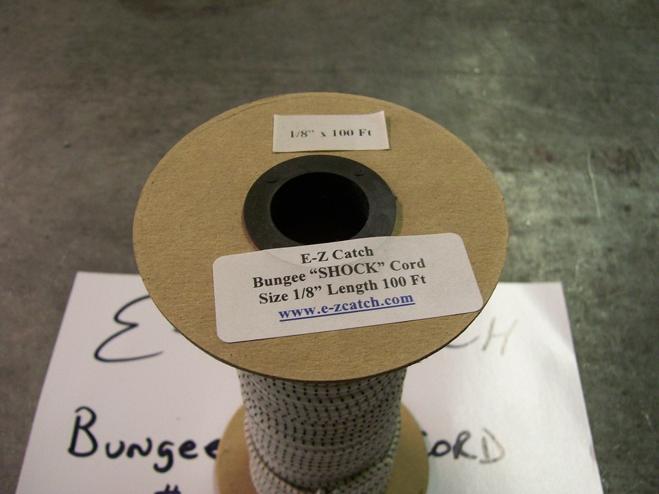 E-Z Catch Bungee shock cord 1/8" x 100' Spool, White w/ Black Tracer ...