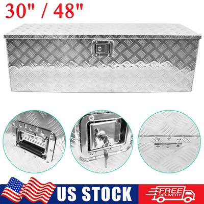 30"/48" Aluminum Lock Box Pickup Truck Bed Tool Box Trailer Storage w ...