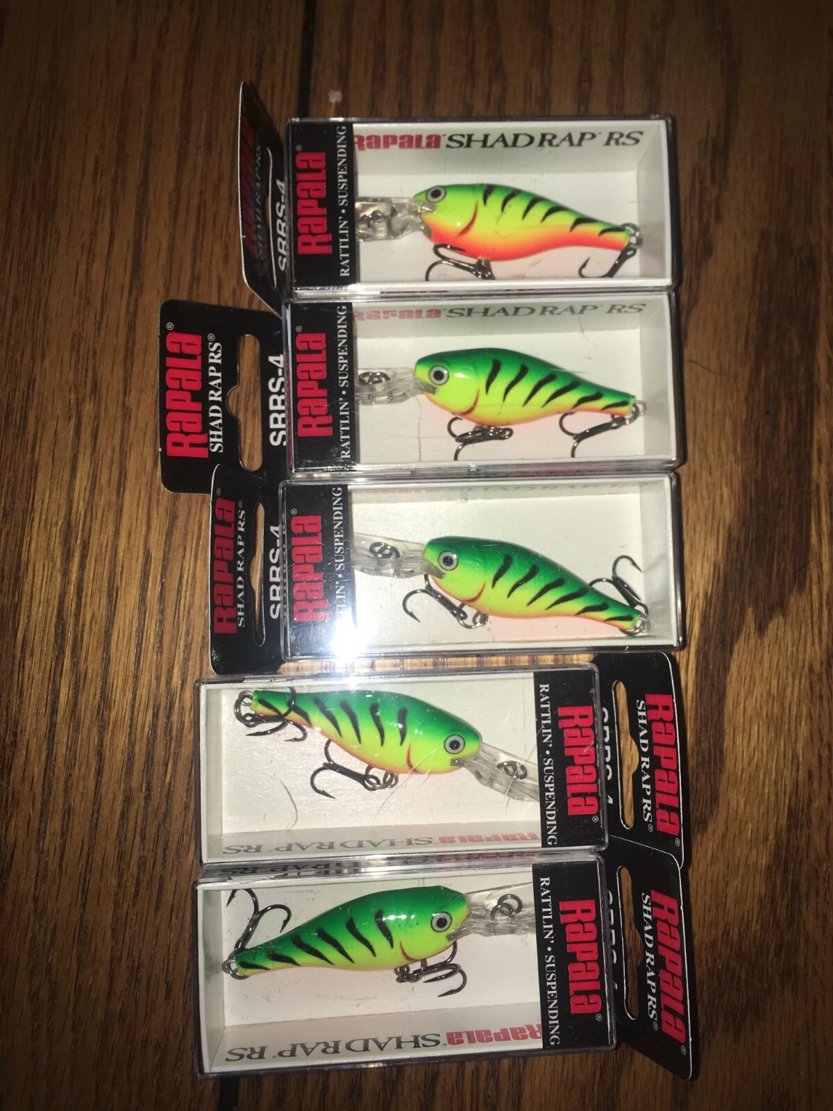 RAPALA SHAD RAP RS 04's==LOT OF 5 FIRETIGER COLORED FISHING LURES | eBay