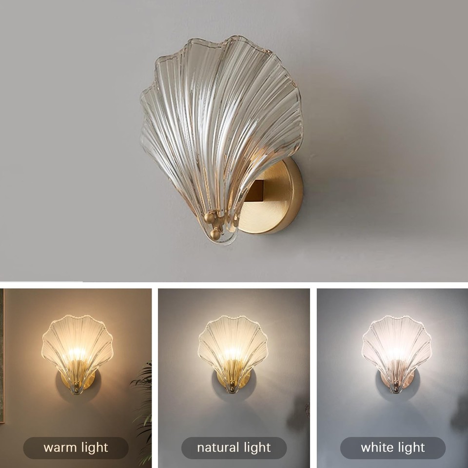 Indoor Wall Lights Shell Shaped Wall Sconce Light Shell Shaped Glass Sconces ... | eBay