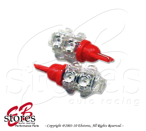 Red Map Light 9 Flux LED T10 Wedge Light Bulbs 2pc 2821 194 2825 175 (1 ...