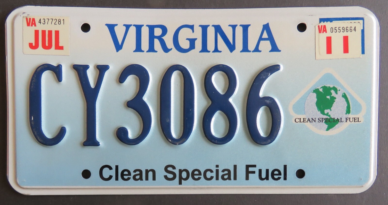 VIRGINIA CLEAN FUEL license plate 2011 CY3086 | eBay