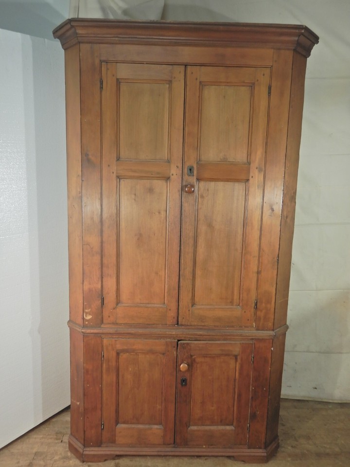 Antique Primitive Corner Cupboard Cabinet Panel 4 Door Pine Rustic | eBay