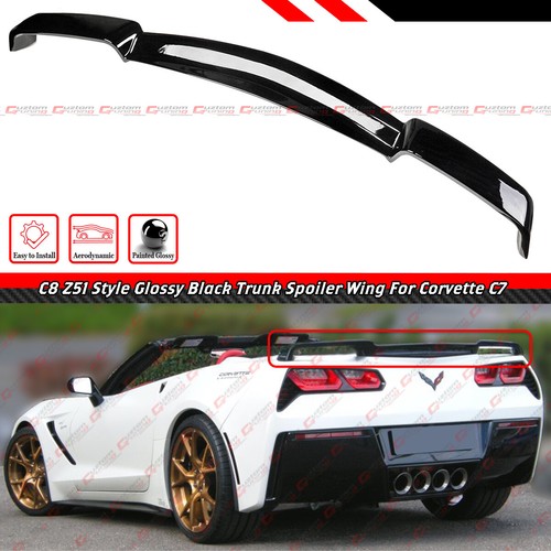 For 14-19 Corvette C7 Stingray Gloss Black C8 Z51 Style Rear Trunk ...
