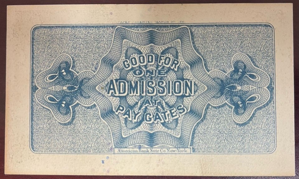 1893 World’s Colombian Exposition Chicago Ticket Good for One Admission ...