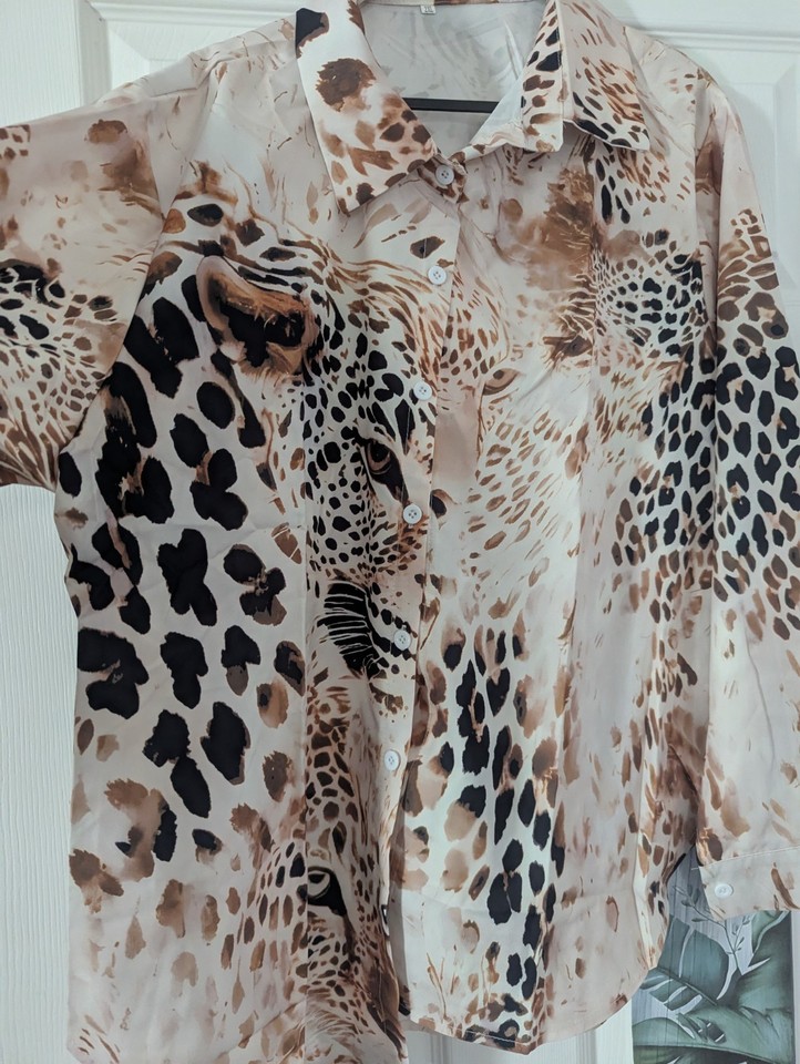 Stunning Ladies Leopard Print Long Sleeve Blouse Size 20/ 2xl Brand New ...