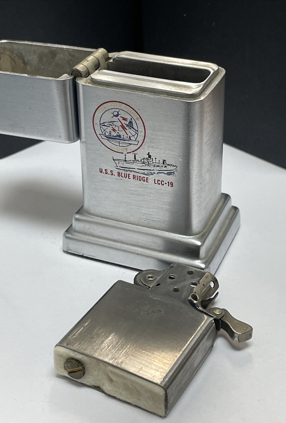 ZIPPO BARCROFT TABLE LIGHTER U.S.S. BLUE RIDGE LCC-19 VINTAGE | eBay