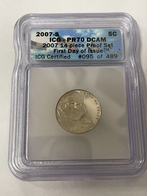 2007-S Proof JEFFERSON NICKEL ICG PR-70 DCAM FDOI 14 PC PF SET 95/489 5C | eBay