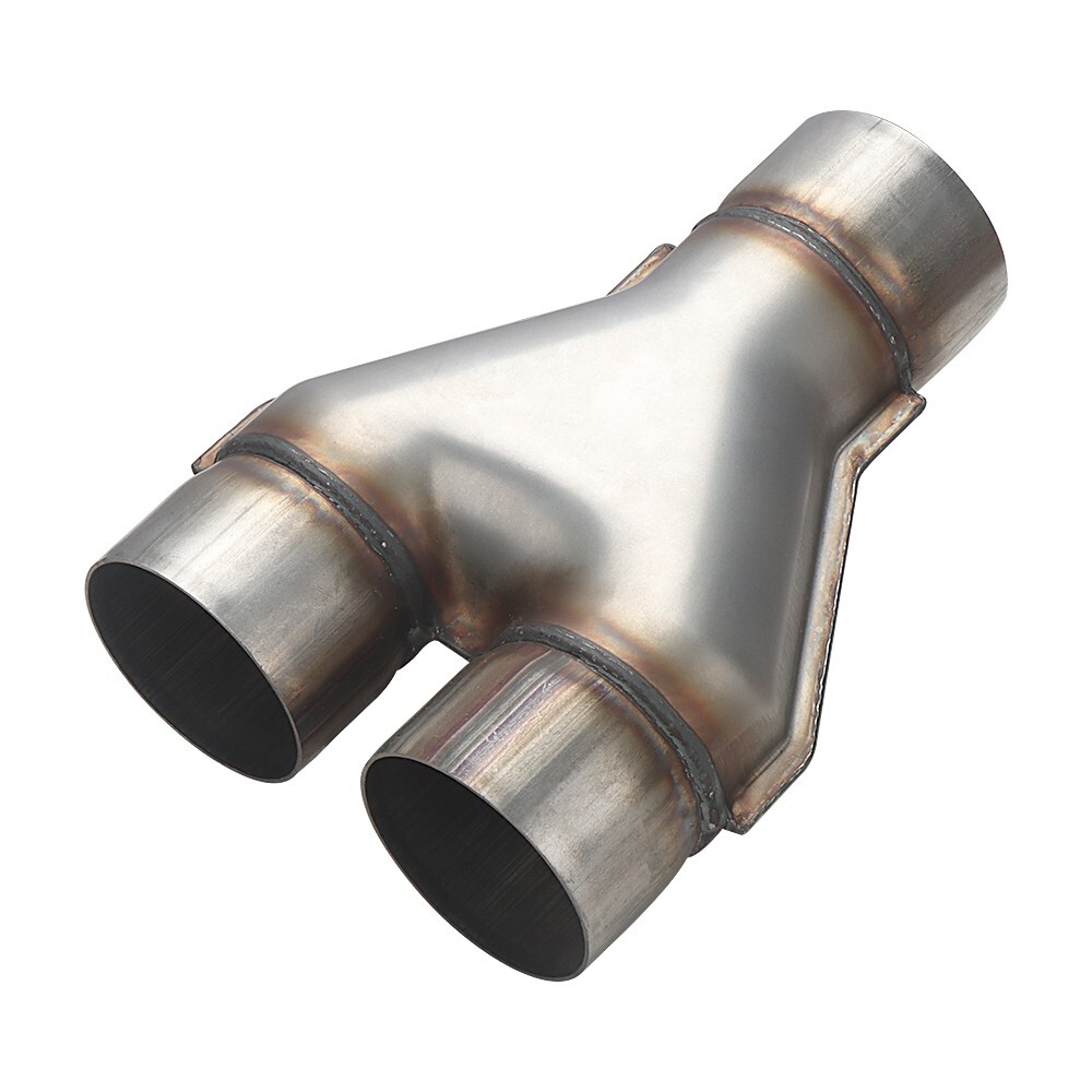 Y Pipe Exhaust Tip Dual 3" Inlet 3" Outlet Reversible Welded Stainless ...