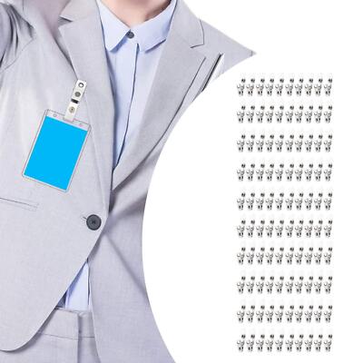 100x Metal ID Clips Premium Clear ID Clips for ID Holders ID Cards ...