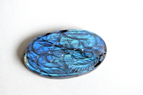 Carved Labradorite cabochon gemstone Round Shape Blue Labradorite ...