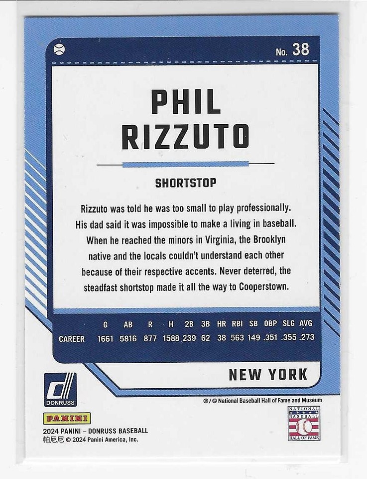 2024 Phil Rizzuto Panini Donruss Flash Foil New York #38 | eBay