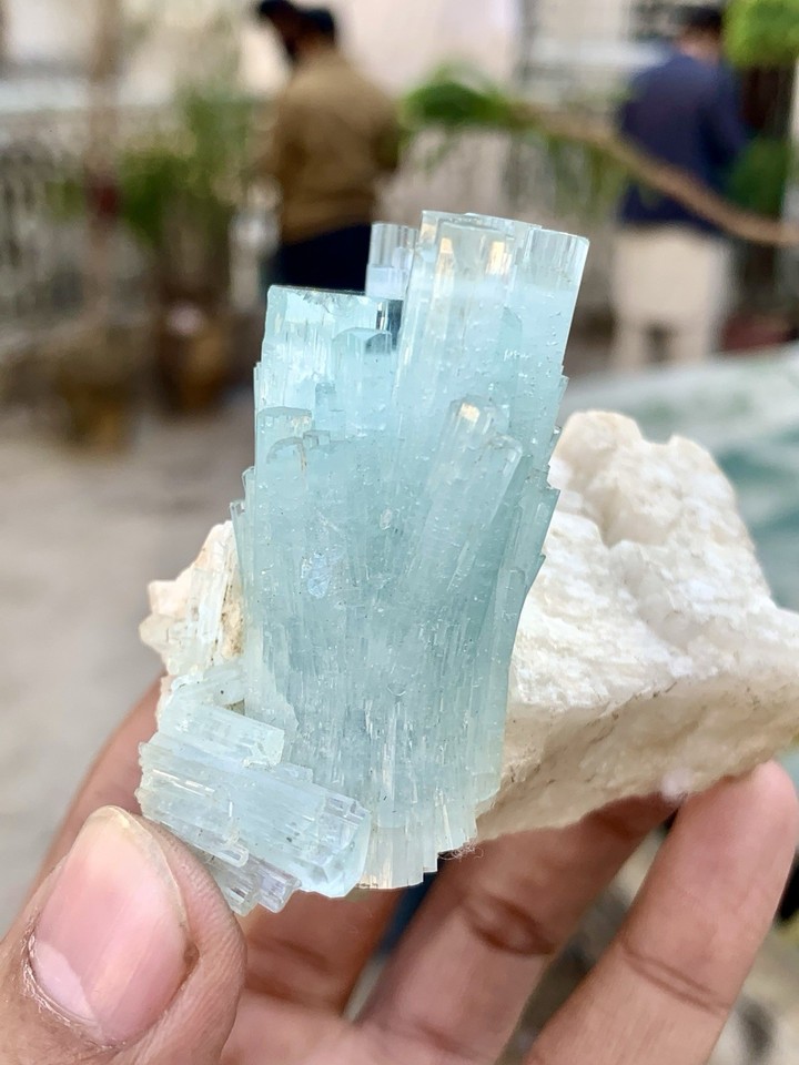 Top Grade Bunch Of Aquamarine Sky Blue Crystals On Matrix From Skardu ...