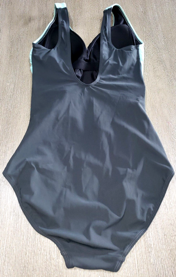 LL BEAN womens 1 pc SWIM SWIMMING SUIT black BLUES size small/medium ...