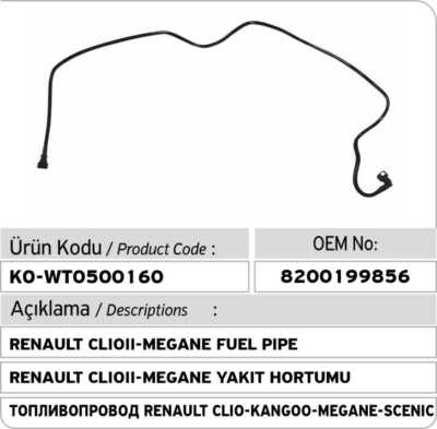 Renault Clio - Kangoo - Megane - Scenic Fuel Pipe 8200199856 | eBay