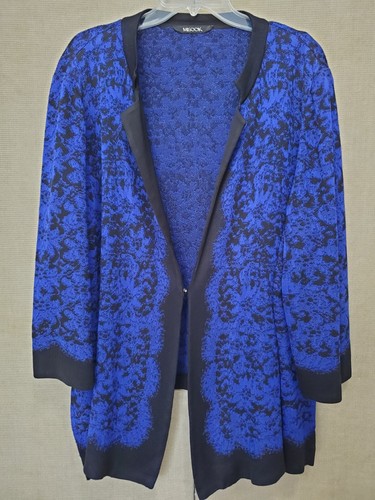 Misook Blue/Black Long Sleeve Knit Cardigan Jacket Size 5XL Shoulder ...