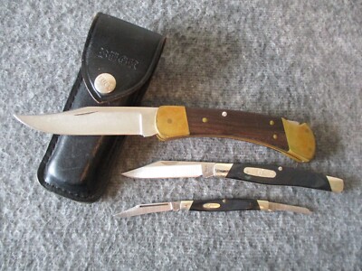 VINTAGE BUCK KNIVES 110 (w/CASE) - 302 /305 (LOT 3) NICE VERY GOOD ...