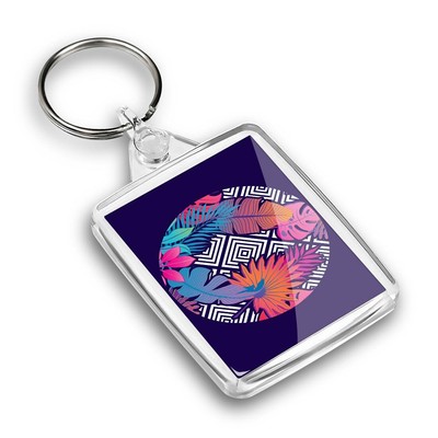 1x Rectangle Keyring Tropical Leaves Botanical Nature #60159 | eBay UK