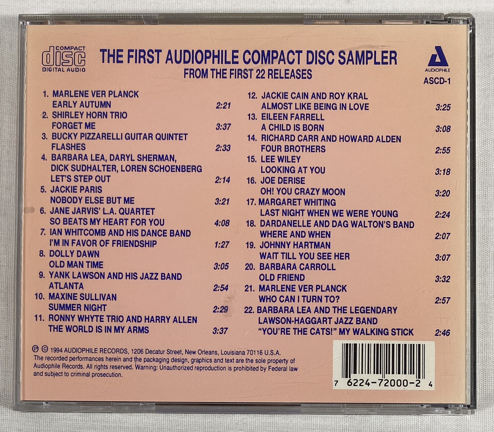 First Compact Disc Sampler : Audiophile: The First Compact Disc Sampler ...