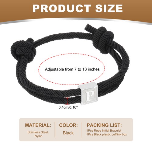 Rope Initial Bracelet, Letter P Braided Bracelet Charm Bracelets with ...
