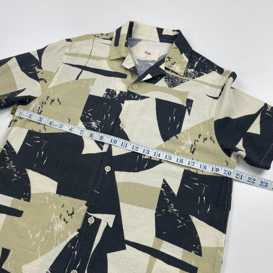 Folk GABE Shirt Men's Small Abstract Print Short Sleeve Camp Collar ...