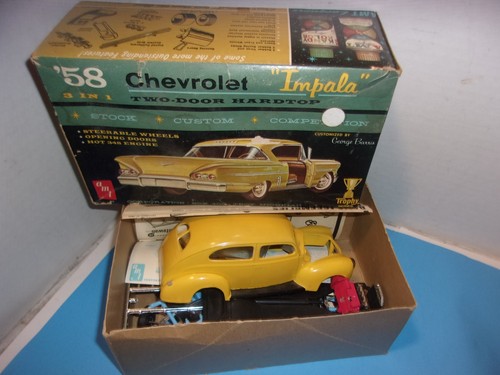 Vintage AMT 58 Chevrolet Impala Box w/ Misc Junk Pile Parts Model Kit ...