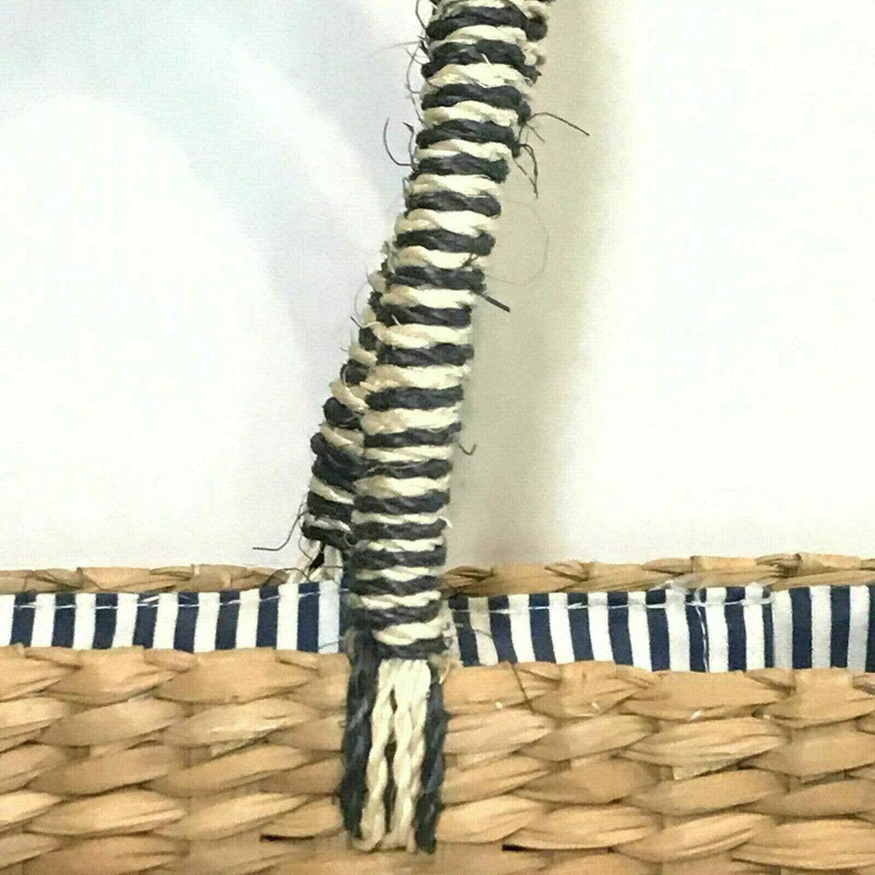 Straw Handbag Purse Ocean Fish Striped Inside Liner with Pockets 13 x 9 ...