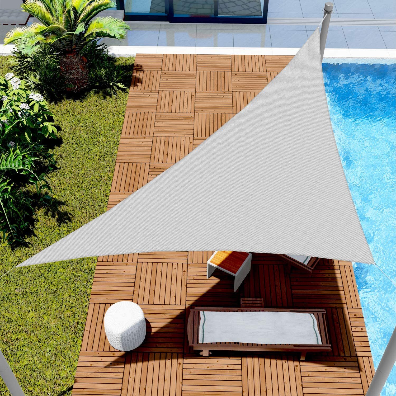 Outdoor Triangle Sun Shade Sail Canopy Shelter Mesh Cover Garden Pool ...