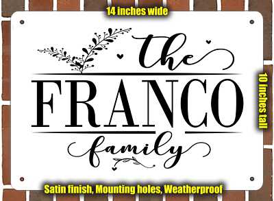 Franco Family Decorative Metal Door or Wall Plaque (Style 2) | eBay