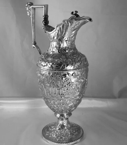 SAMUEL KIRK SILVER CASTLE PATTERN EWER, OF CHRISTIAN & CHINESE INTEREST ...