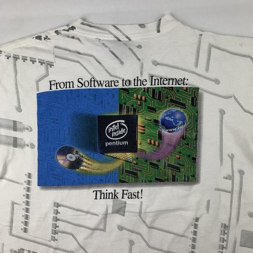 VTG Intel Inside Pentium Processor Tech T-Shirt XL X-Large AOP All Over ...