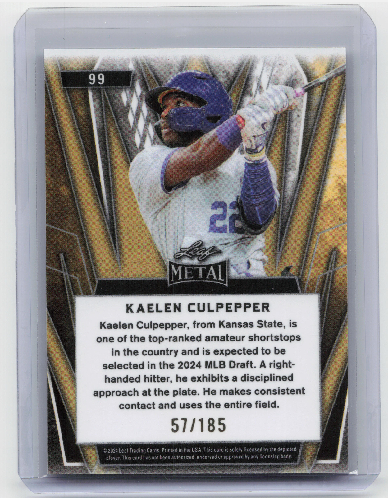2024 Leaf Metal #99 Kaelen Culpepper XRC Prismatic Silver #/185 | eBay