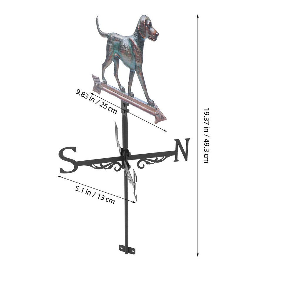Bronze Dog Weather Vane Iron Wind Direction Indicator Weathervane for ...