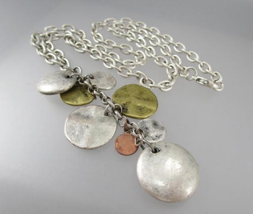 Dangling Beaded Discs Tricolor Pendant 18" Chain Fashion Necklaces 296 ...