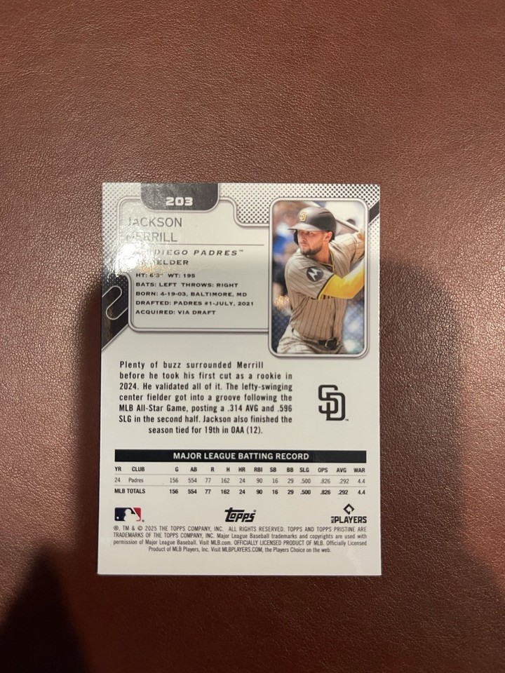 2025 Topps Pristine - Jackson Merrill #203 Blue Refractor /75 | eBay