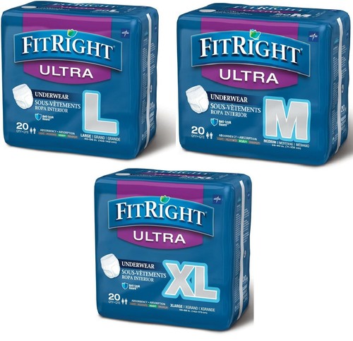 Medline Fitright Ultra Unisex Pull Up On Incontinence Underwear Diapers ...