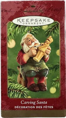 2001 Hallmark Keepsake Ornament NOS Carving Santa Woodworking | eBay