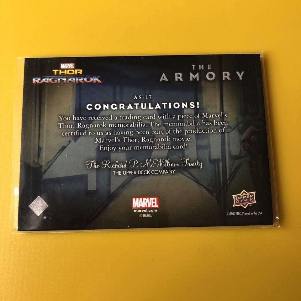 2017 Upper Deck Marvel Thor: Ragnarok The Armory Memorabilia Topaz #AS ...