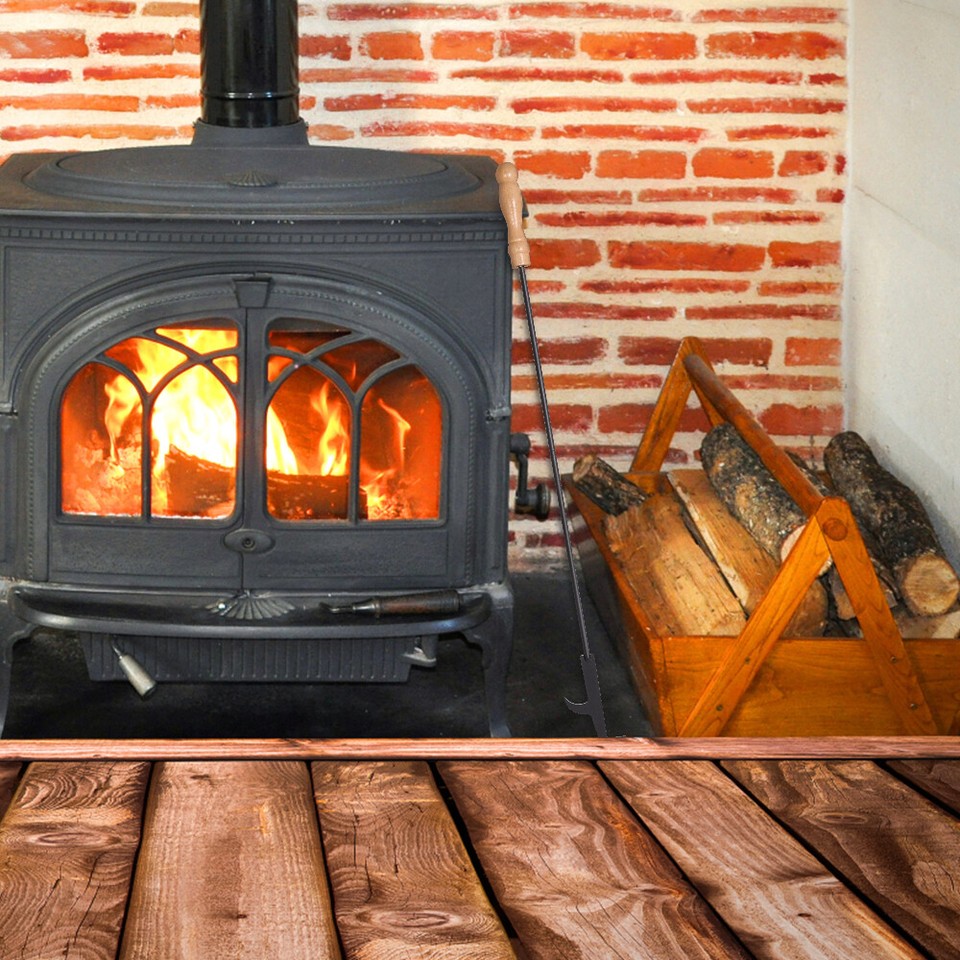 Long Fire Pit Poker Stick Fireplace Heavy Duty Steel Wood Stove ...