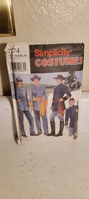 CIVIL WAR SOLDIER COSTUME XS S M L XL SIMPLICITY 7274 SEWING PATTERN ...