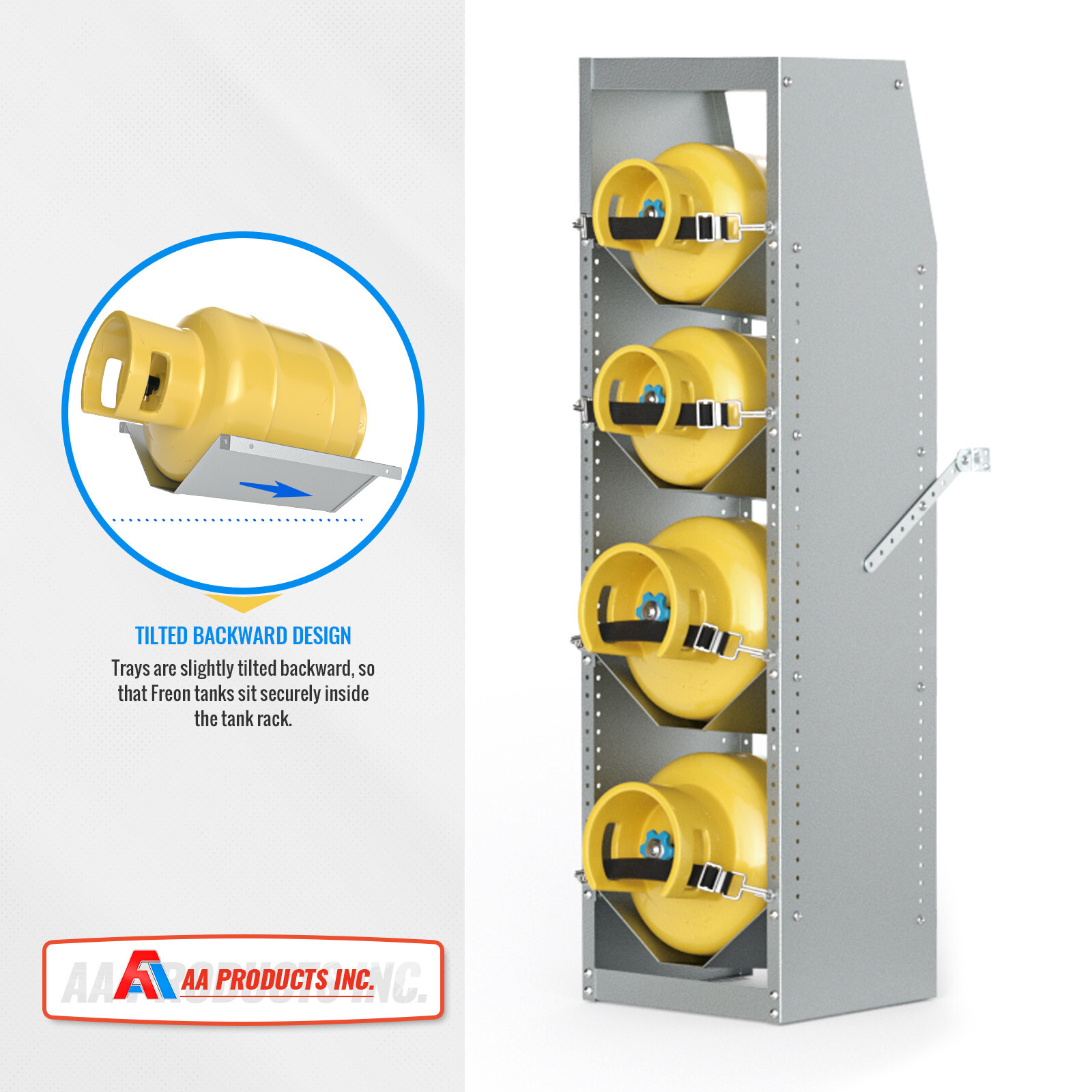 AA Products TR-4-52 Refrigerant Tank Rack Steel Freon Tank Holder Rack ...
