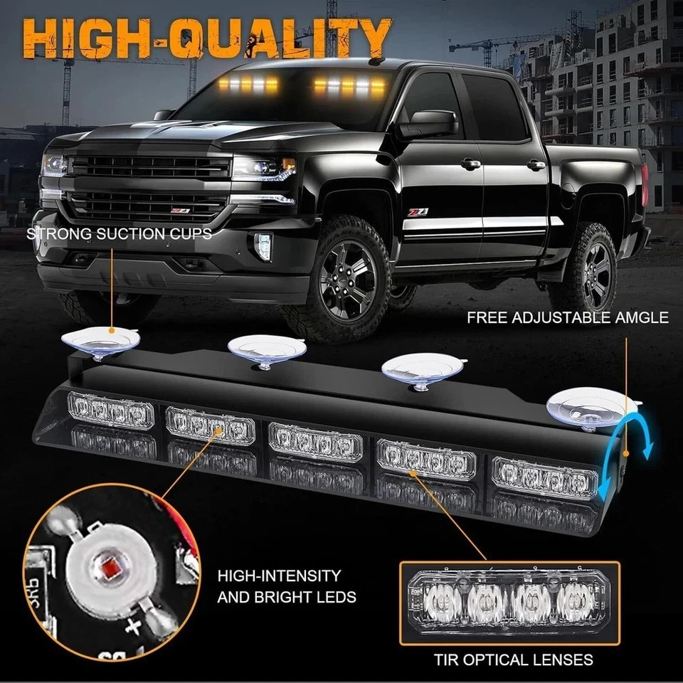 XRIDONSEN 2x 17 inch Emergency Dash Strobe Lights for Trucks Interior ...