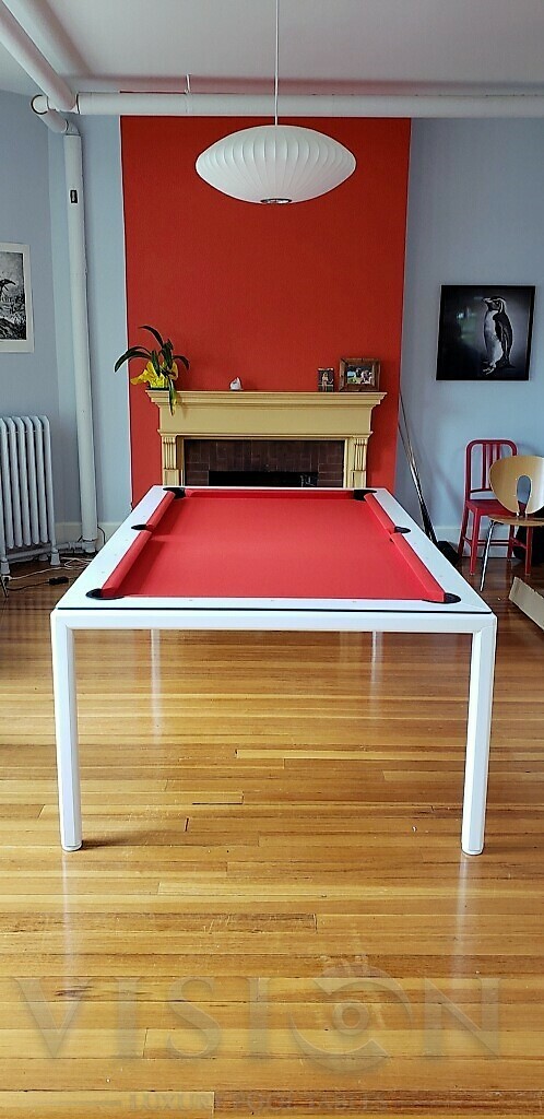 White 8' Modern Convertible Pool Billiard Table 'Ultra'; dining/desk ...