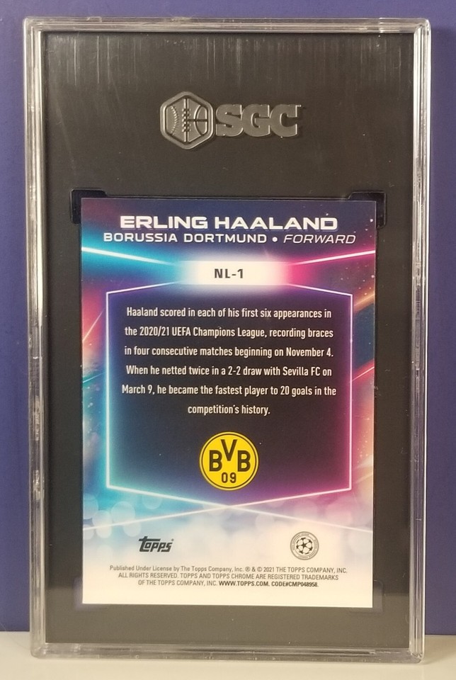 2021 Topps Chrome Aoki's Neon Future ERLING HAALAND Neon Lazers SGC 10 ...