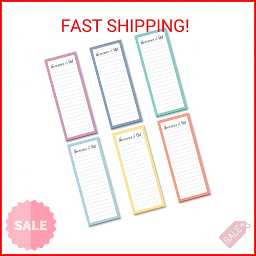Grocery List Magnet Pad for Fridge, 6-Pack Magnetic Note Pads Lists, 60 ...